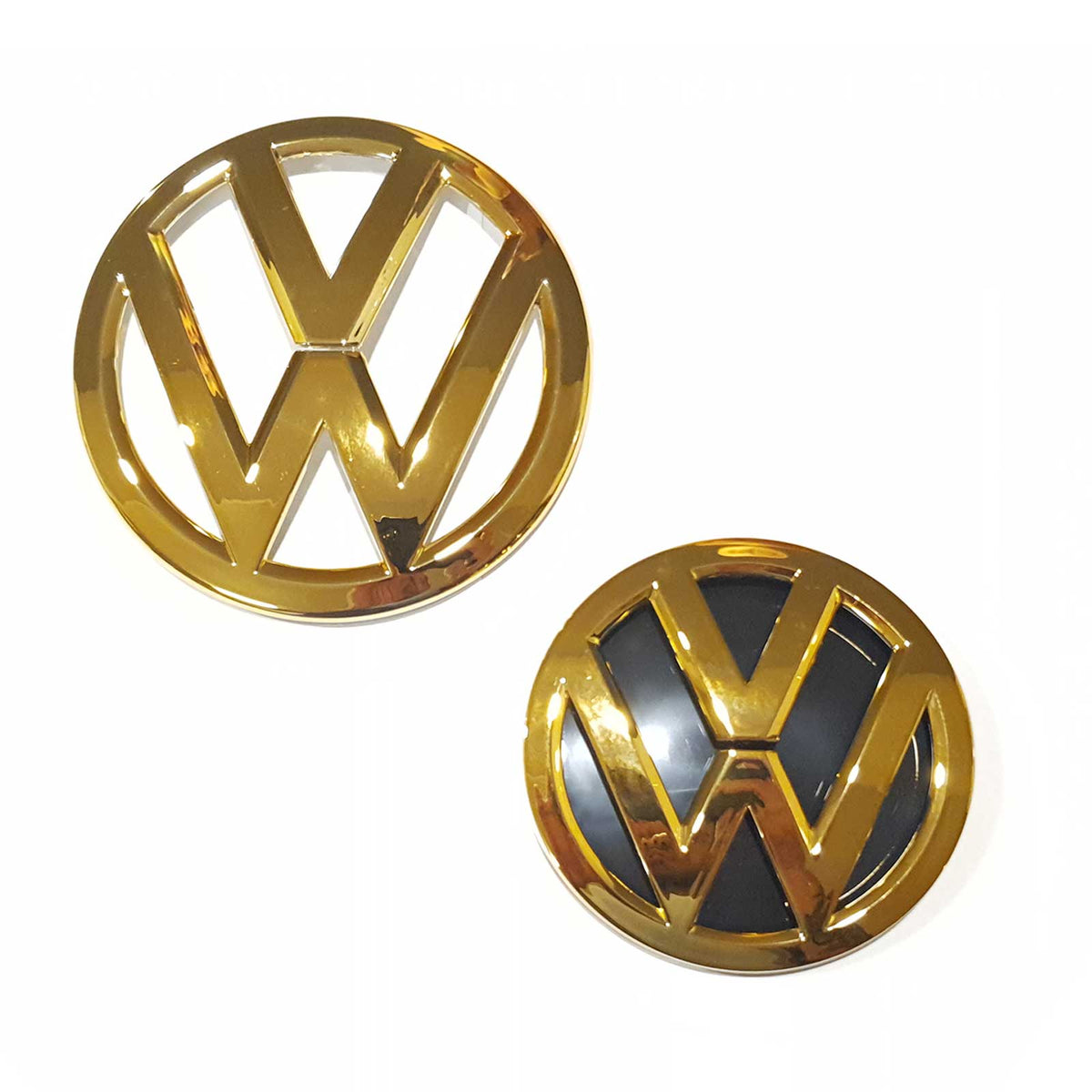 VW MK7 GTI GOLF R Gloss GOLD Badge SET - Front & Rear (includes backin ...